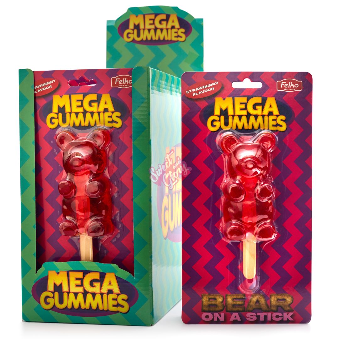 Mega Gummies Bear on a stick - Maxi caramella gommosa a forma di orso